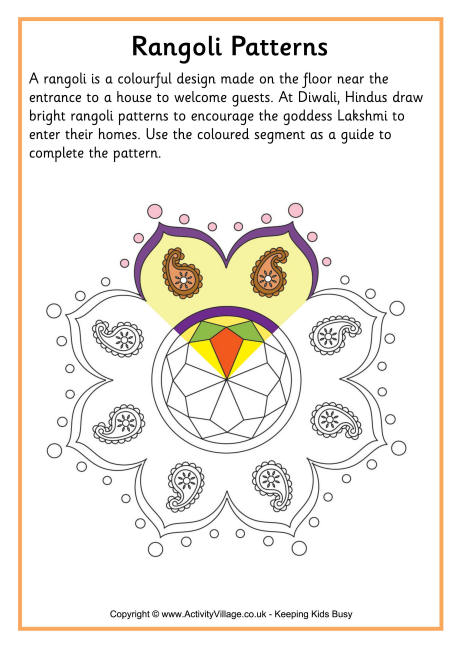 Rangoli Colouring Pattern 3 | Activity Village