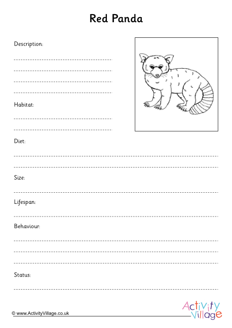 Red Panda Fact Finding Worksheet | Activity Village