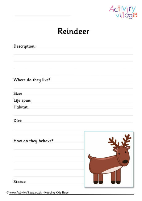 Reindeer Worksheet | Activity Village