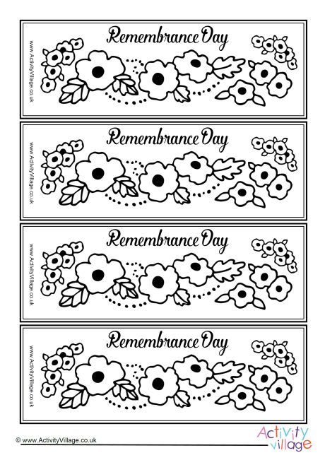 Remembrance Day Colouring Bookmarks | Activity Village