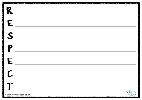 Respect Acrostic Poem Printable | Activity Village