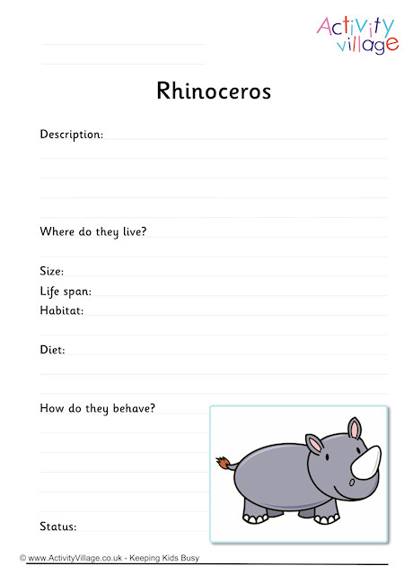 Rhinos – Printable Activities, Colouring, Worksheets & Crafts ...