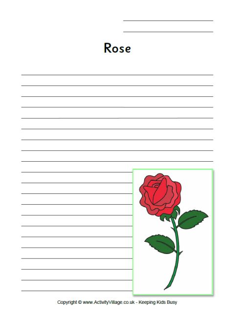 Rose Writing Page | Activity Village