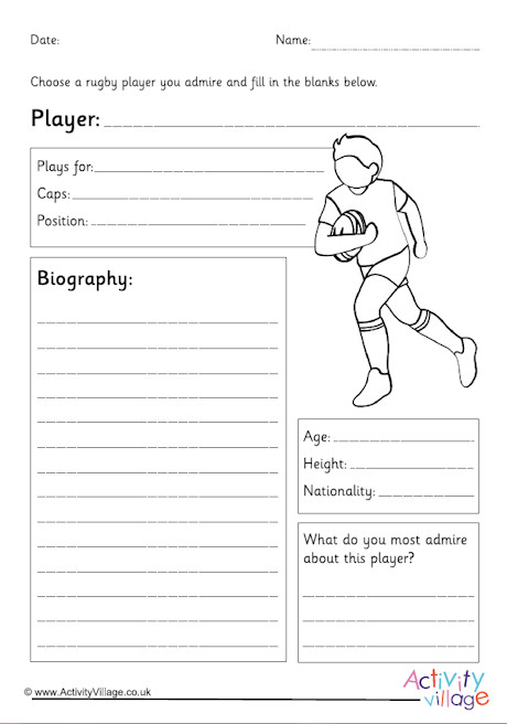 Rugby Worksheets | Activity Village