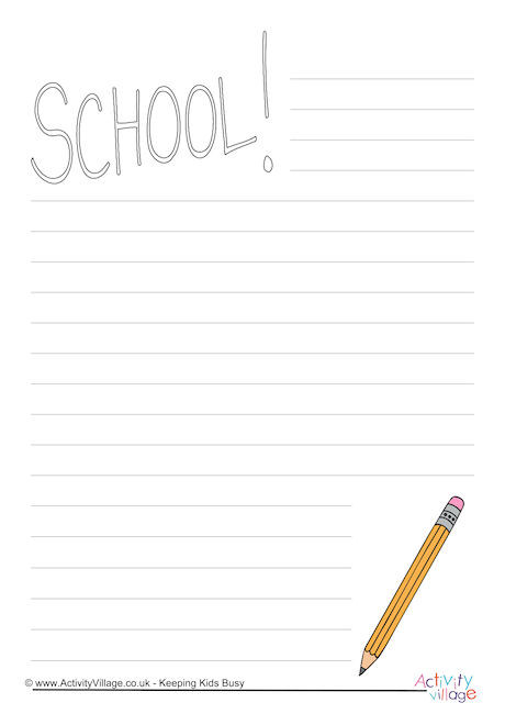 School Pencil Writing Paper | Activity Village