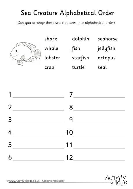 Animal Alphabetical Order Worksheets | Activity Village