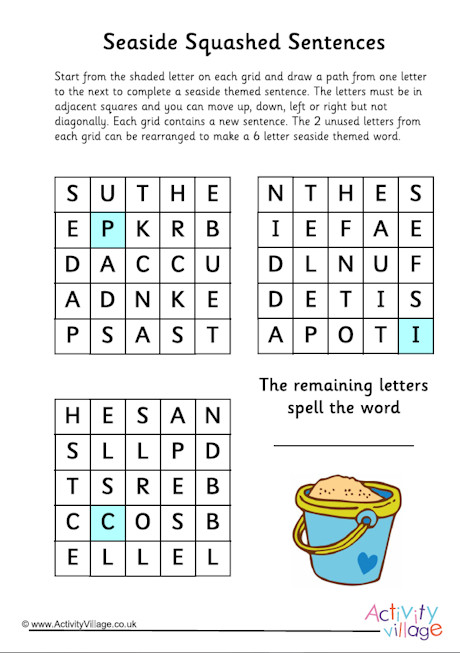 Squashed Sentences Puzzles | Activity Village