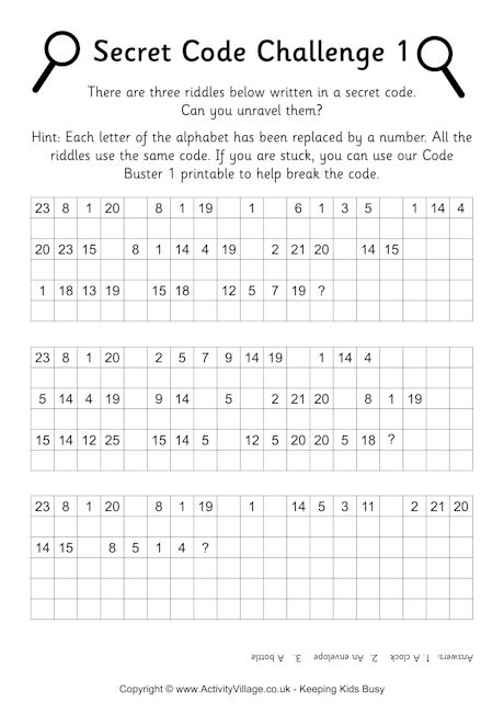 Secret Code Challenge 1 | Activity Village