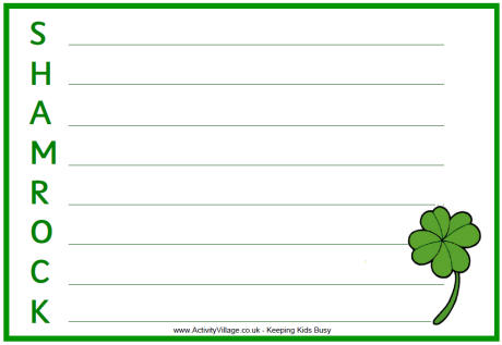 Shamrock Acrostic Printables | Activity Village