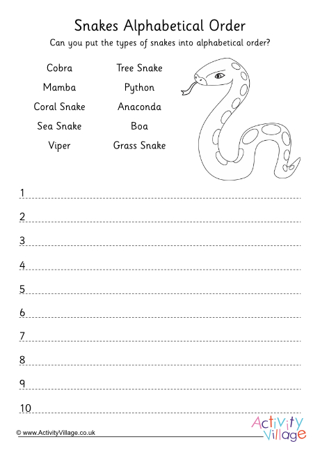 Snake Worksheets | Activity Village