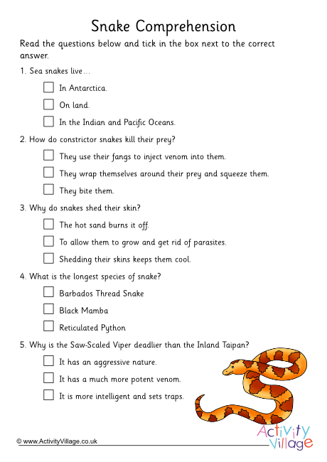 Snake Worksheets | Activity Village