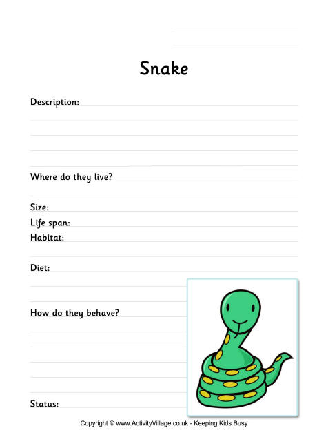 Snake Worksheets | Activity Village