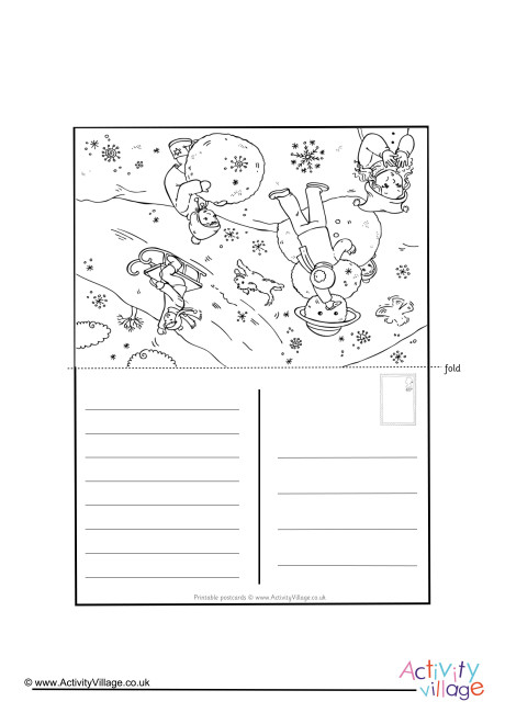 Snow Day Colouring Postcard | Activity Village