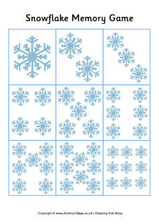 Snowflake Memory Game Card for Kids