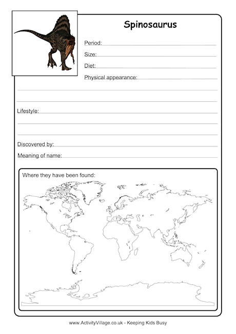 Spinosaurus Worksheet | Activity Village