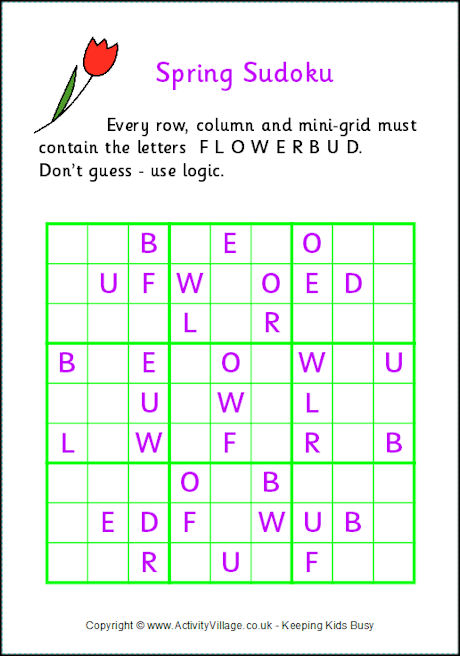 Spring Sudoku - Difficult | Activity Village