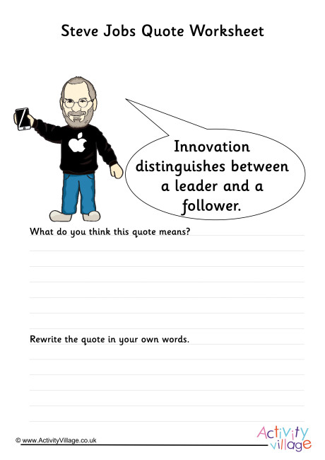 Steve Jobs Quote Worksheet | Activity Village