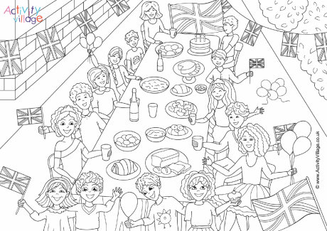 Street Party Colouring Page | Activity Village