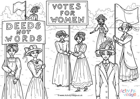 Suffragettes Colouring Page | Activity Village