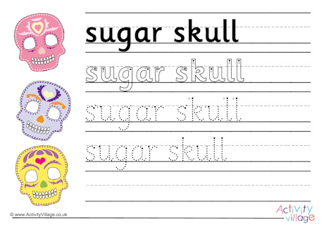 Sugar Skull Handwriting Worksheet | Activity Village