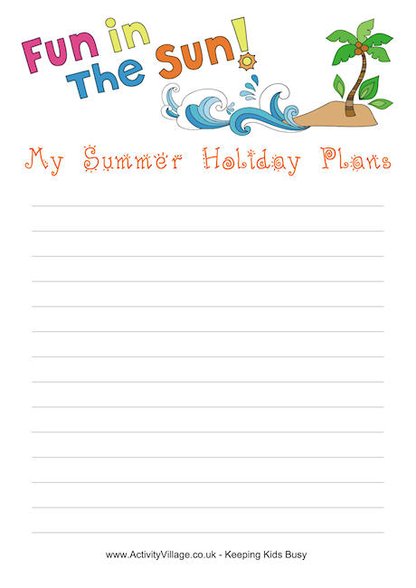 Summer Holiday Plans Printable | Activity Village