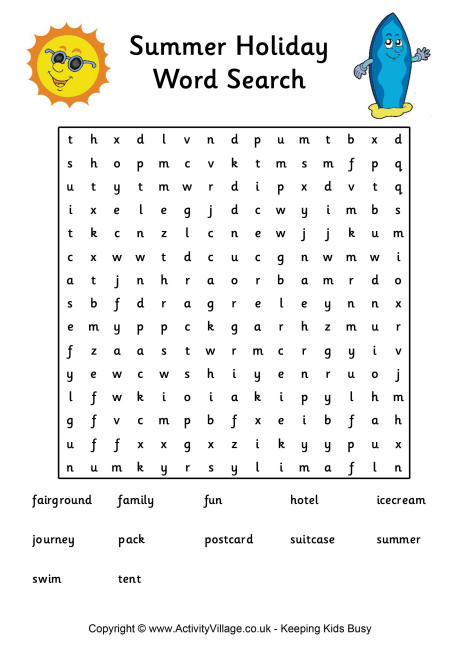 Summer Word Searches | Activity Village