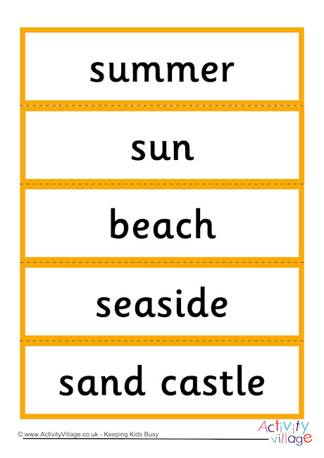 Summer Word Cards | Activity Village