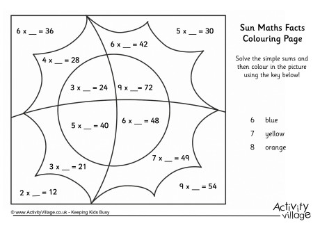 Maths Facts Colouring Pages Activity Village Colour By Number Pages