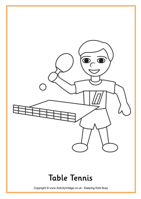 Table Tennis Colouring Page | Activity Village
