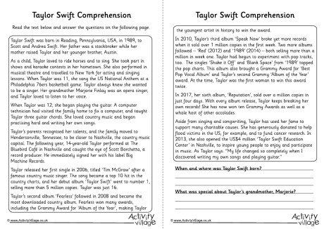 Taylor Swift | Activity Village