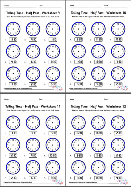 Telling Time Worksheets | Activity Village