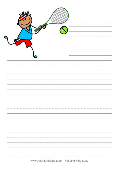 Tennis Writing Paper | Activity Village
