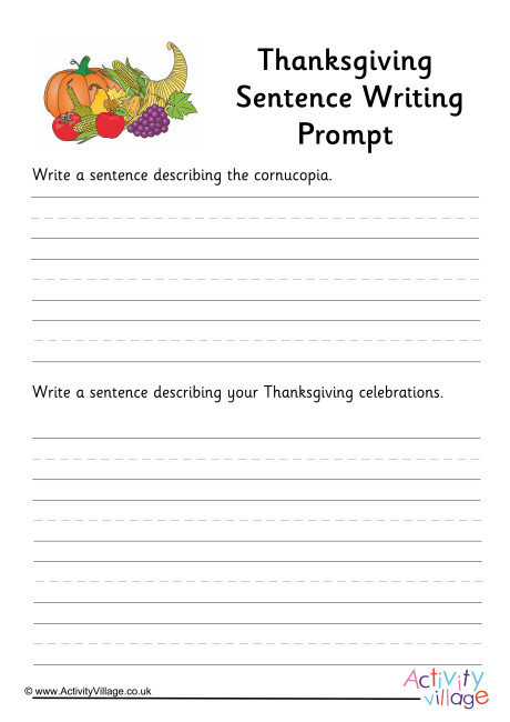 Thanksgiving Sentence Writing Prompt | Activity Village