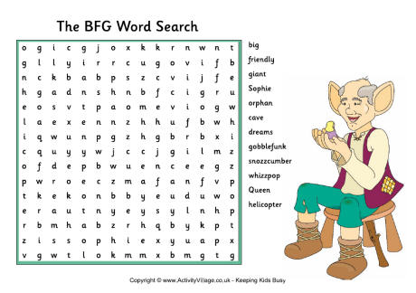 The BFG Word Search | Activity Village