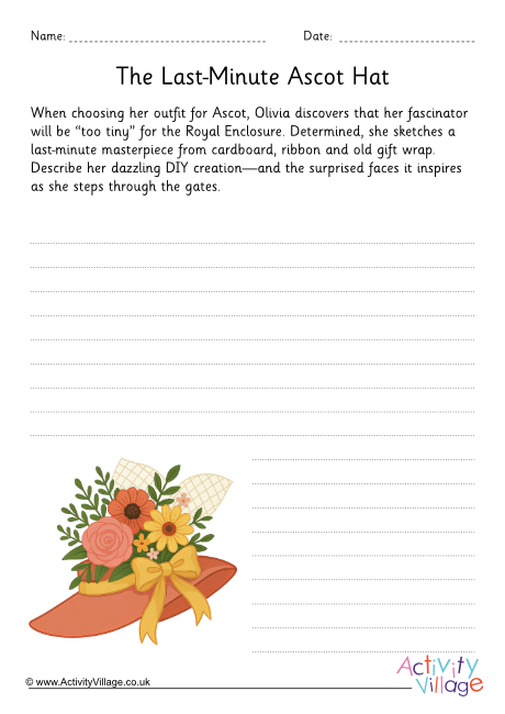 The Last-Minute Ascot Hat Story Prompt | Activity Village