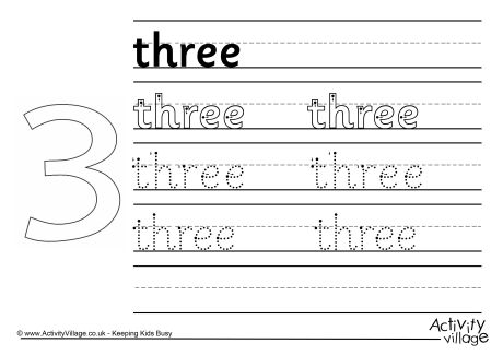 Number Word Handwriting Worksheets | Activity Village