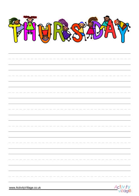 Thursday Writing Paper | Activity Village