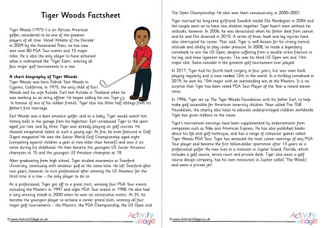 Tiger Woods Factsheet | Activity Village