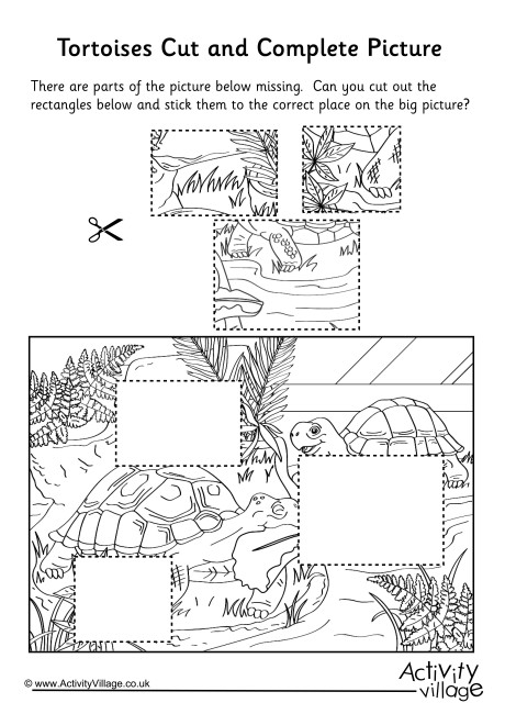 Cut and Complete the Pictures | Activity Village