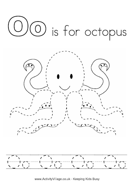 Tracing Alphabet O - Octopus | Activity Village