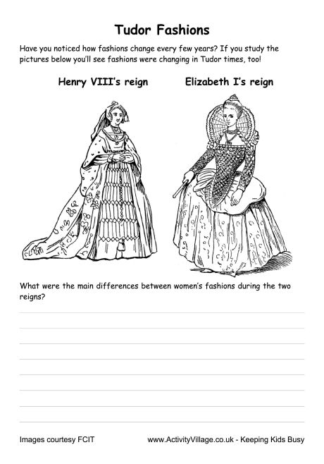 Tudor Worksheets | Activity Village
