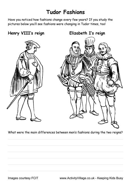 Tudor Worksheets | Activity Village