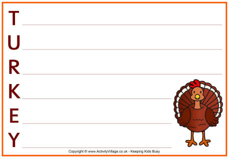 Thanksgiving Acrostic Poem Printables | Activity Village