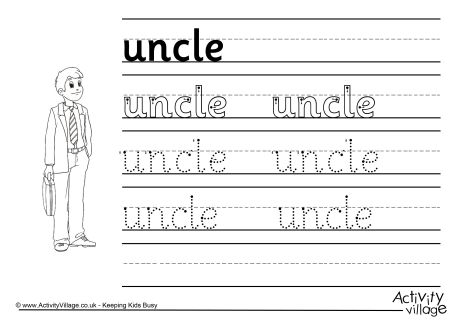 Family Handwriting Worksheets | Activity Village