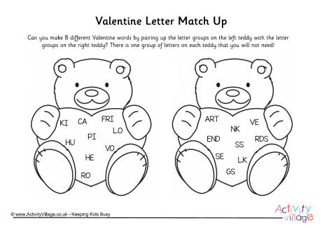 Valentine Letter Match Up | Activity Village