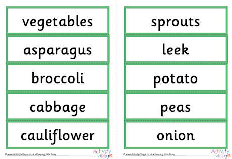 Vegetable Word Cards | Activity Village