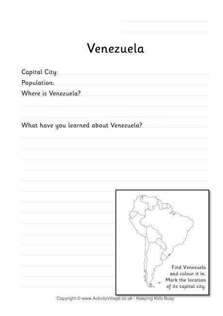Venezuela Worksheet | Activity Village