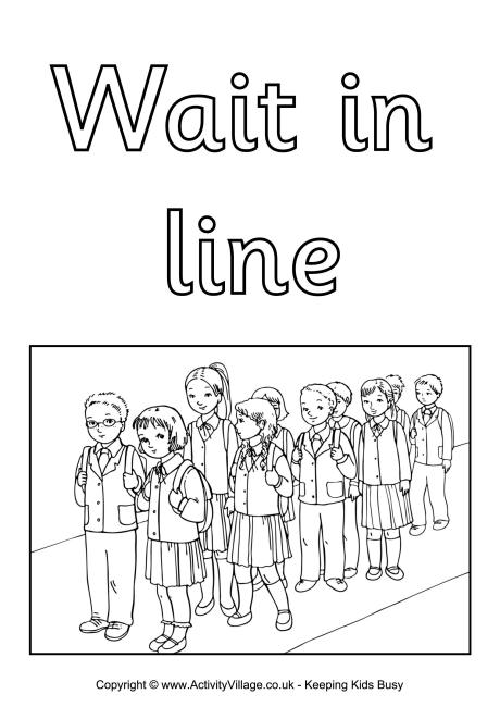 Wait in Line Colouring Poster | Activity Village