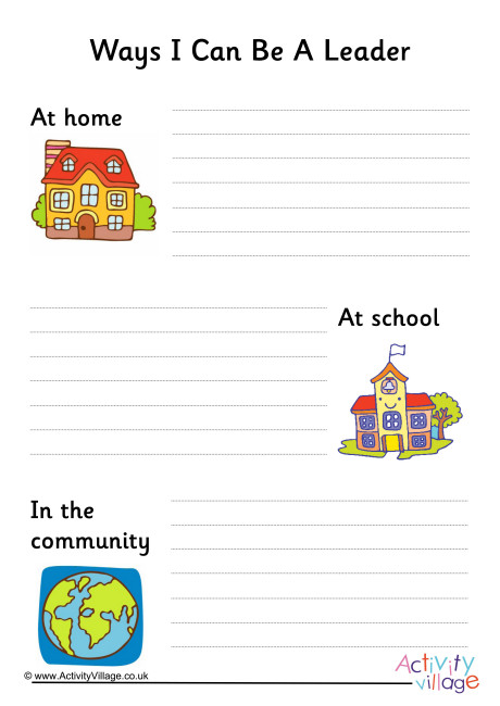 Ways I Can Be A Leader Worksheet | Activity Village