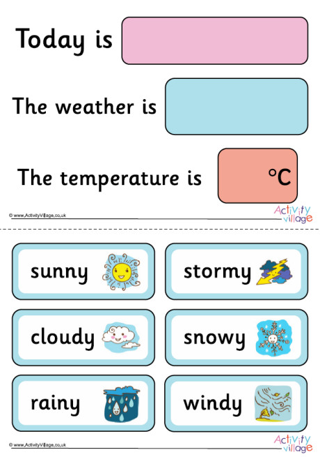 Weather Display Printables | Activity Village